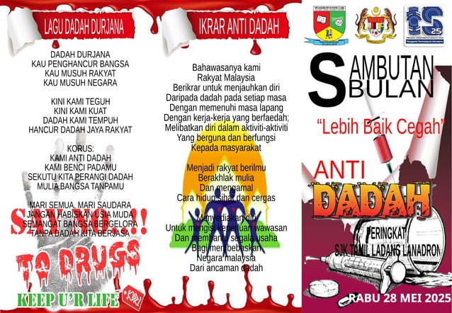 BROSUR MINGGU ANTI DADAH untuk kegunaan sekolah program | PPT