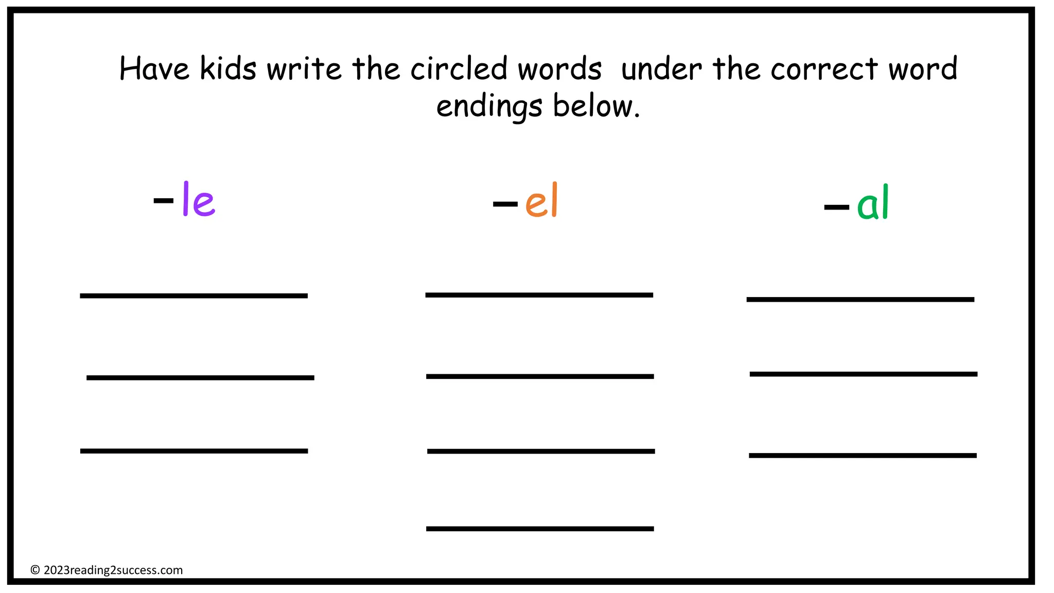 Teaching Word Endings le, el and al | PDF