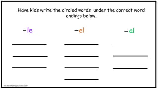 Teaching Word Endings le, el and al | PDF
