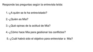 Leeremos una entrevista a una niña ejemplar embajadora de la paz y ...