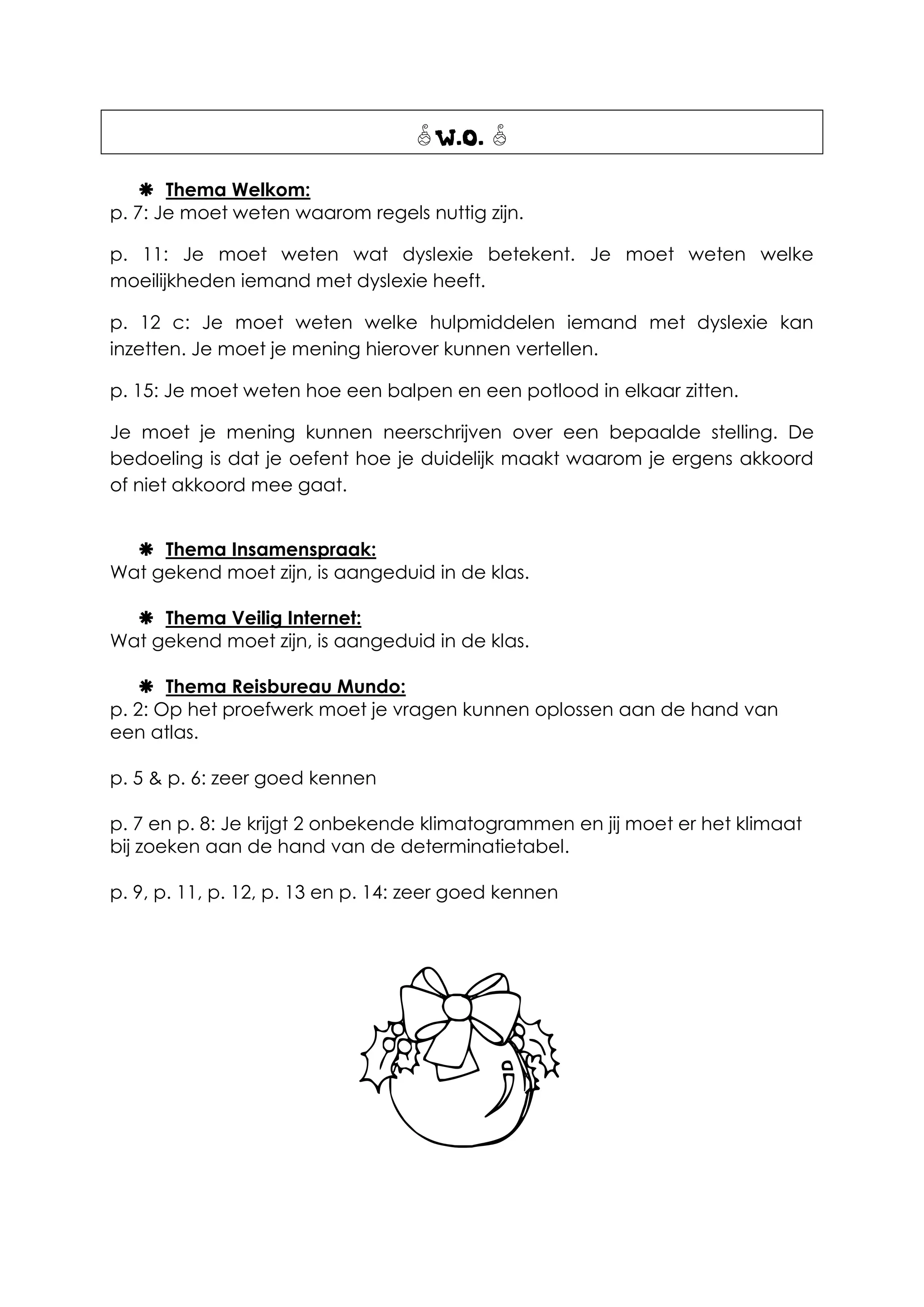 Leerstofoverzicht proefwerken december 2012 | PDF
