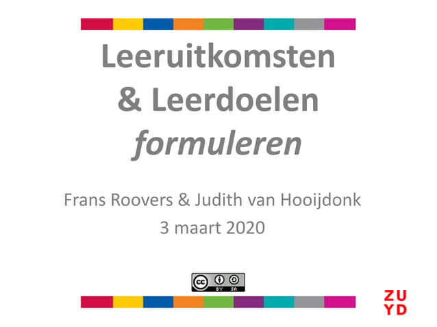 Leeruitkomsten en leerdoelen formuleren | PPT