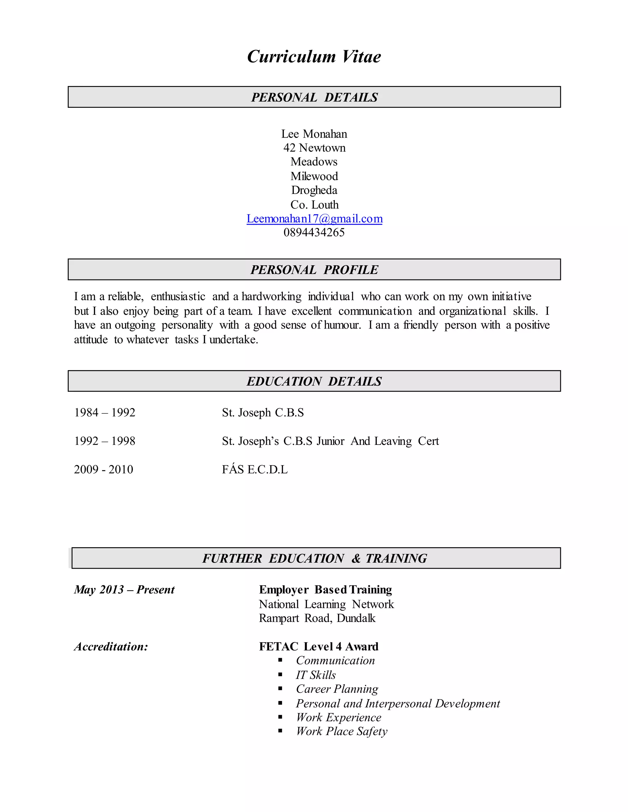 Lee's cv | DOCX