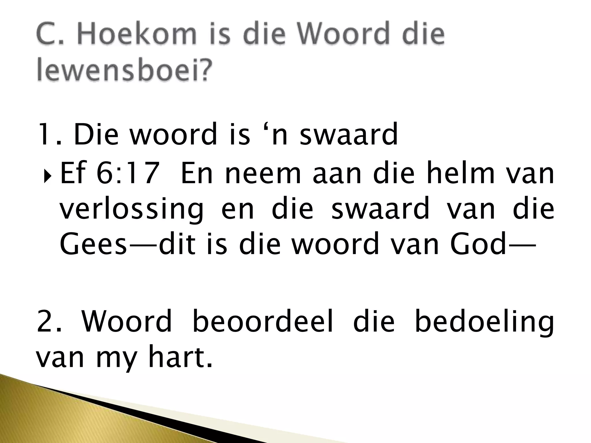 Lees en hou vas aan die woord! | PPTX