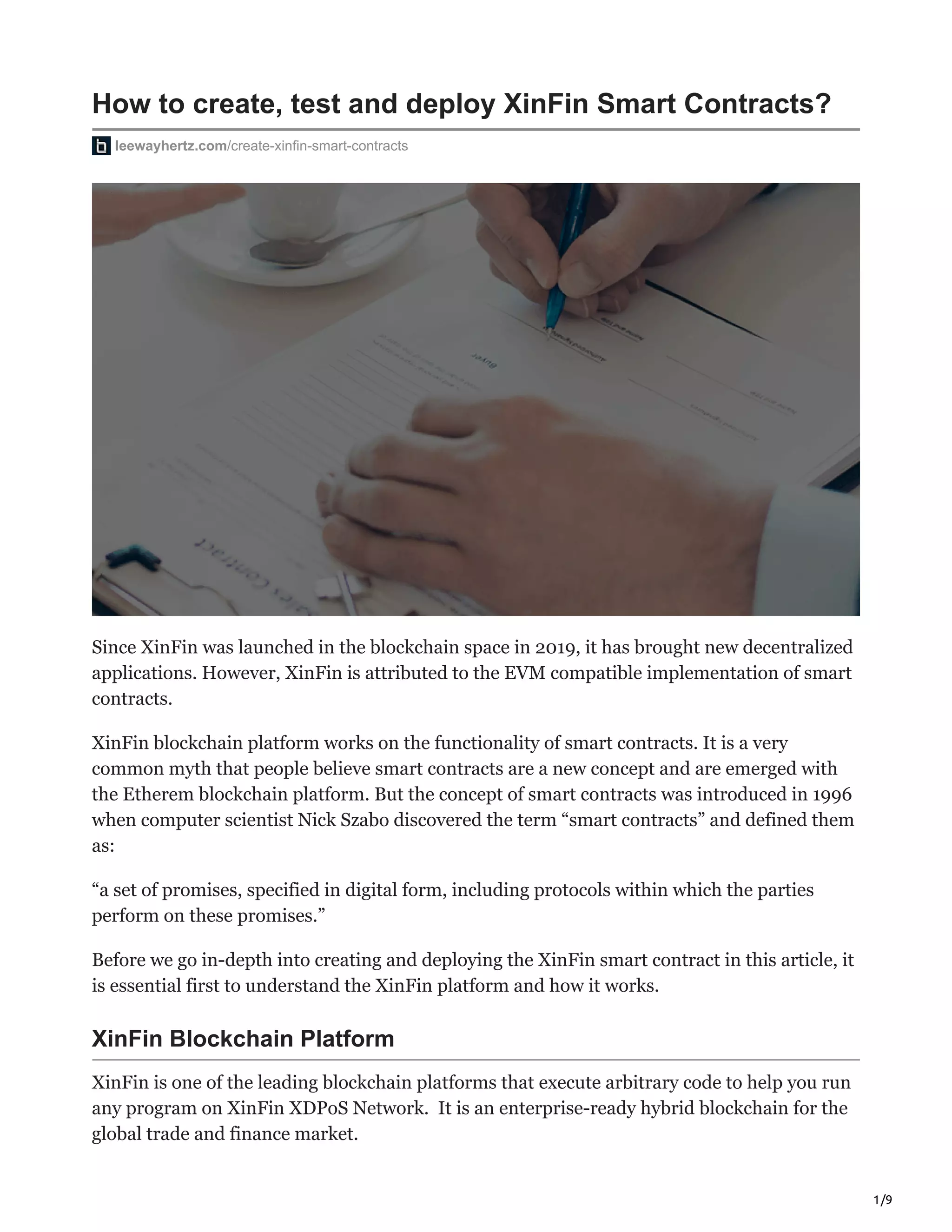 create xinfin smart contractWebsite | PDF | Computing | Technology & Computing