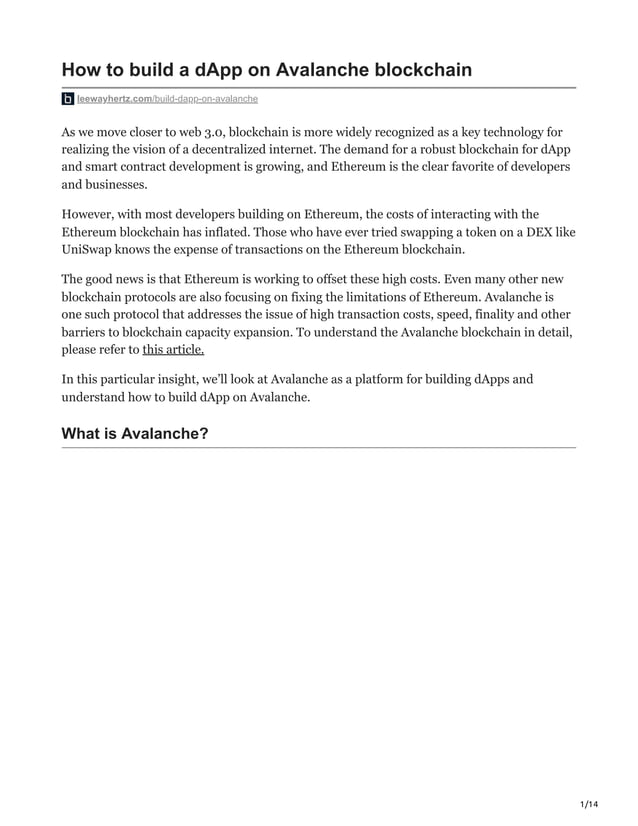 leewayhertz.com-How to build a dApp on Avalanche blockchain | PDF | Internet | Computing