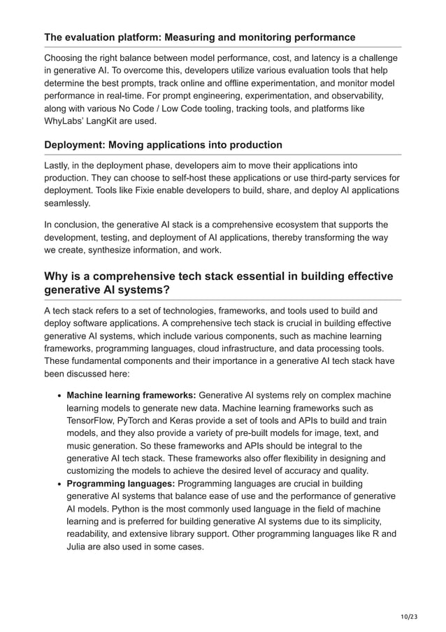 leewayhertz.com-Generative AI tech stack Frameworks infrastructure models and applications.pdf