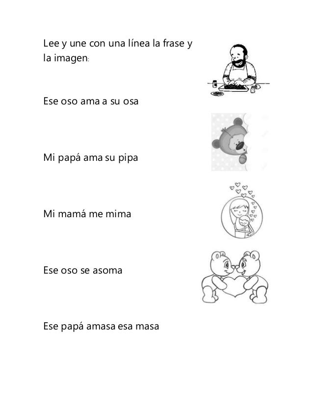 Lee y une con una línea la frase y la imagen