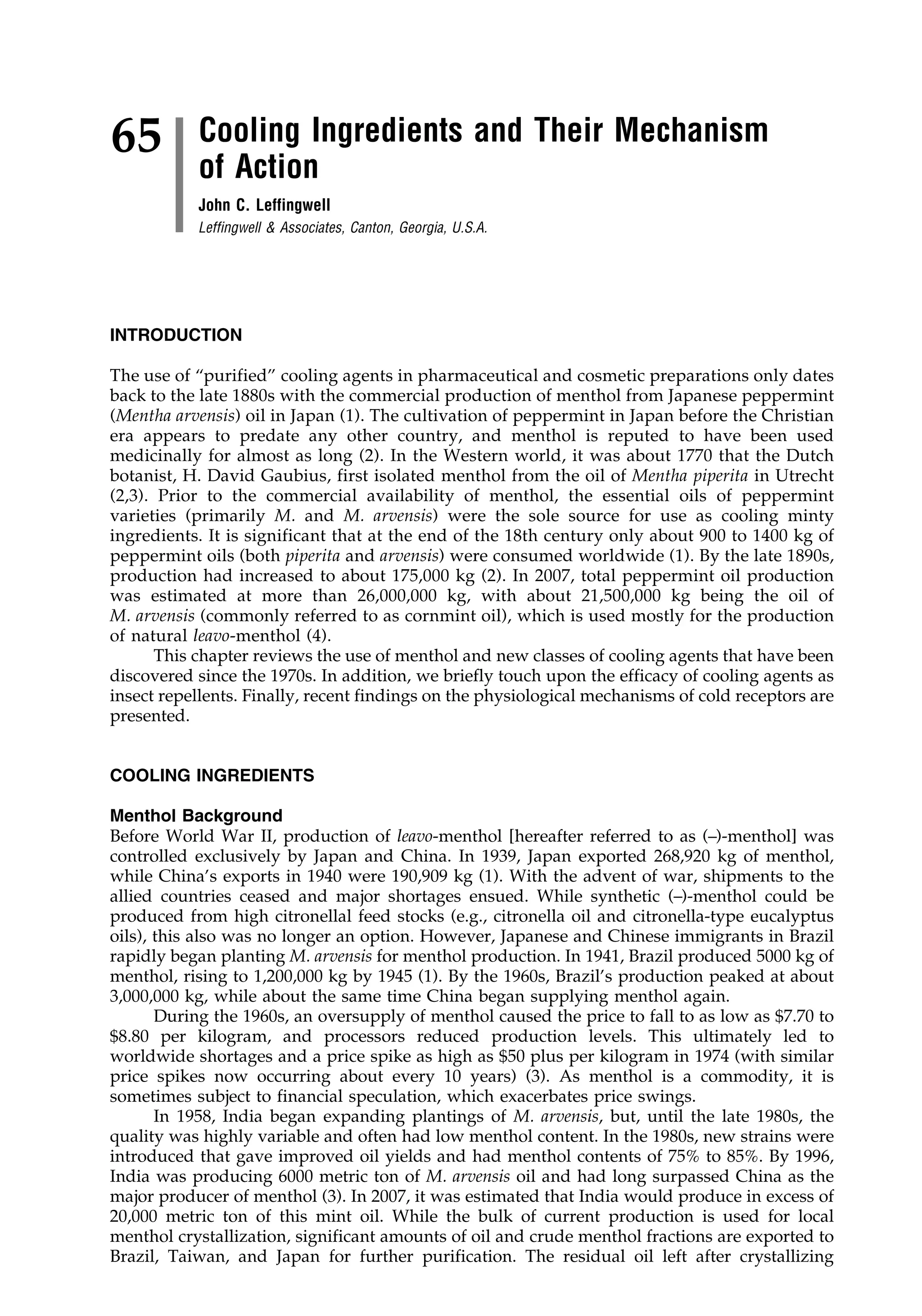 Cooling Ingredients and Their Mechanism of ActionAnd Technology | PDF
