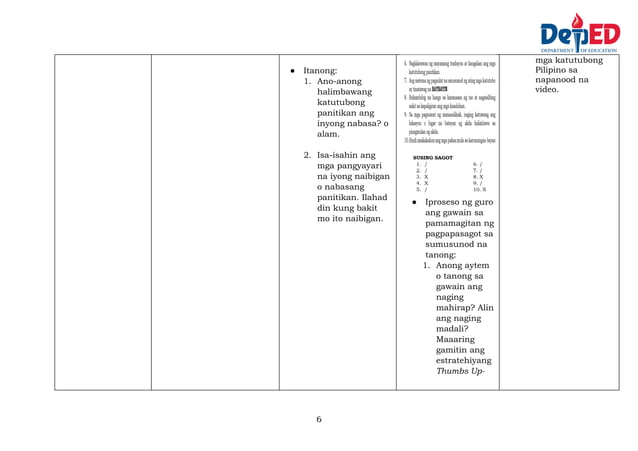 LESSON EXEMPLAR FILIPINO 7 - WEEK 1 - MATATAG CURRICULUM | PDF