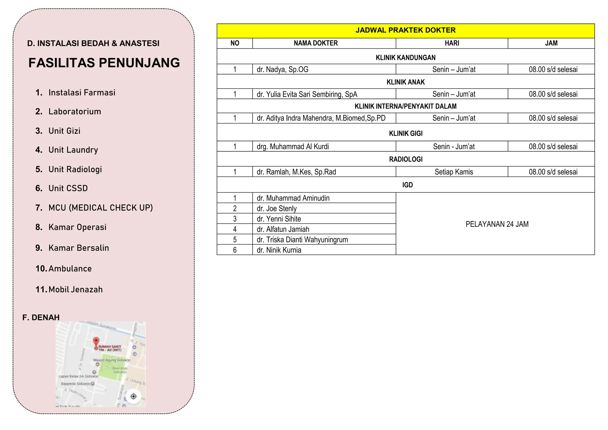 contoh leflet jenis pelayanan rumah sakit | DOCX