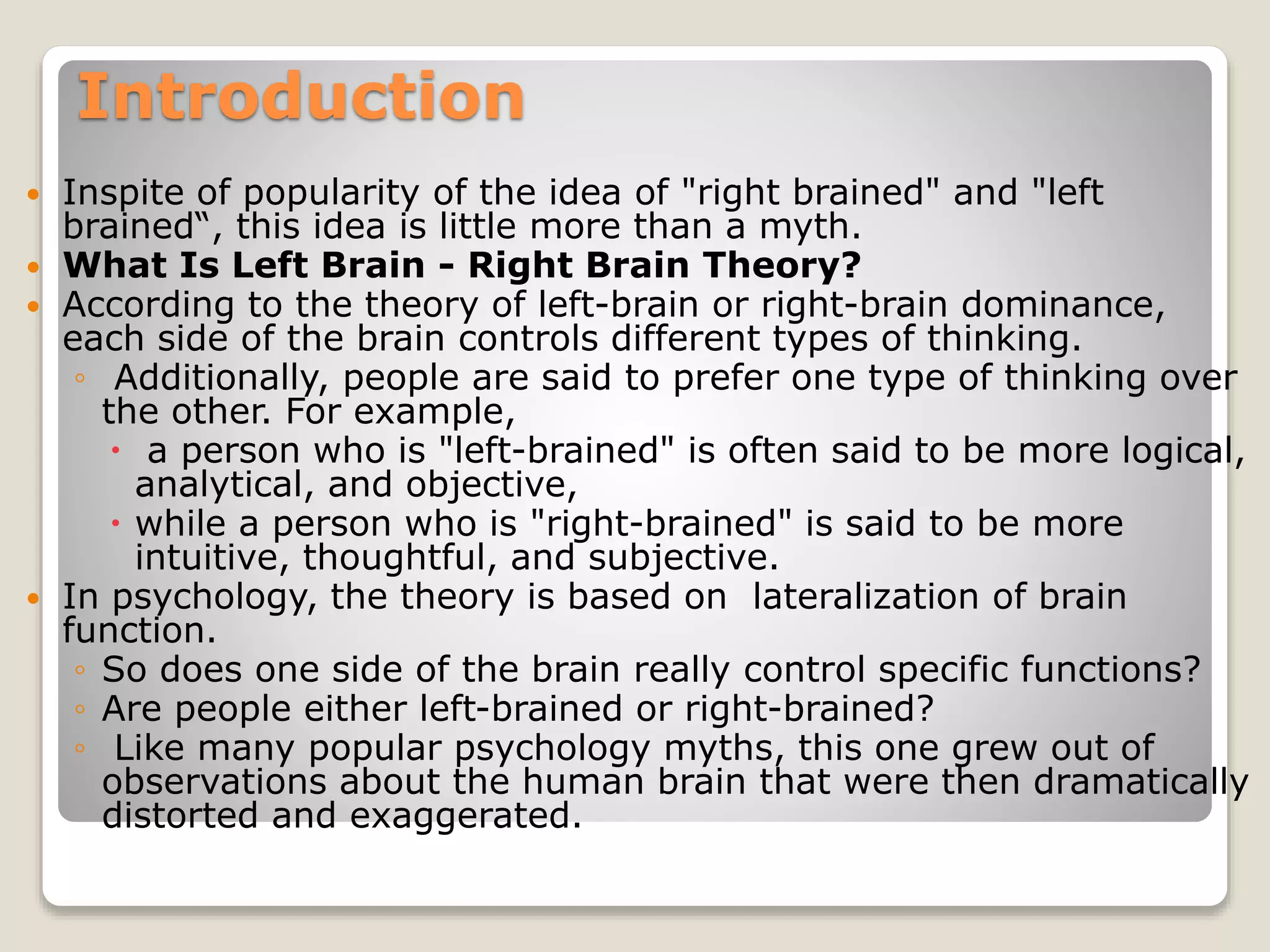 Left brain vs right brain | PPTX