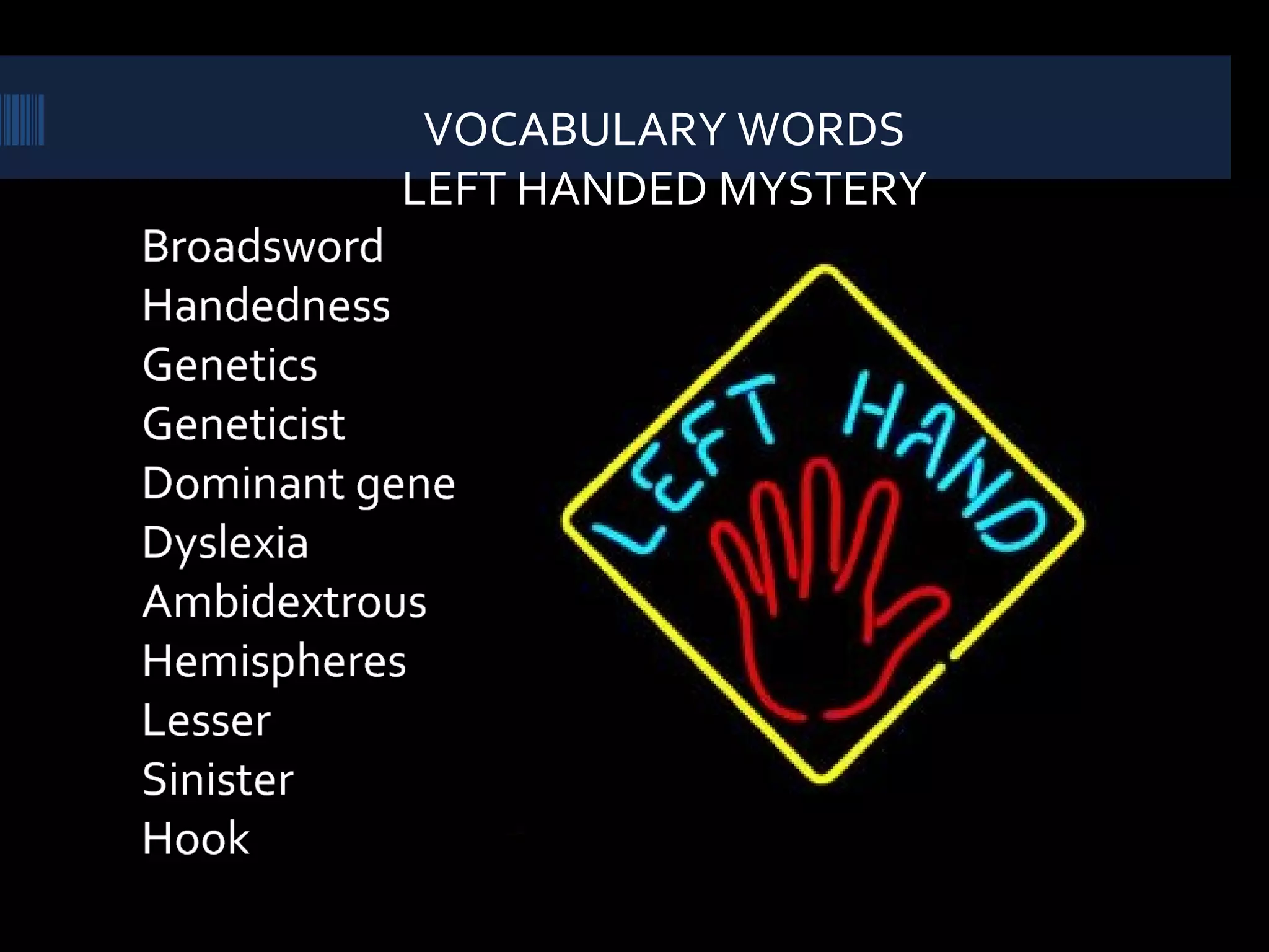 Left handed vocabulary | PPT