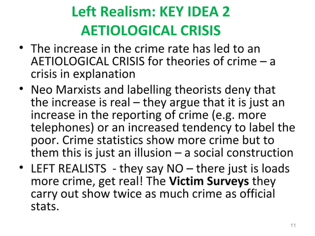 Left realism: INTRODUCTION TO LEFT REALISM POWERPOINT | PPT | Crime ...