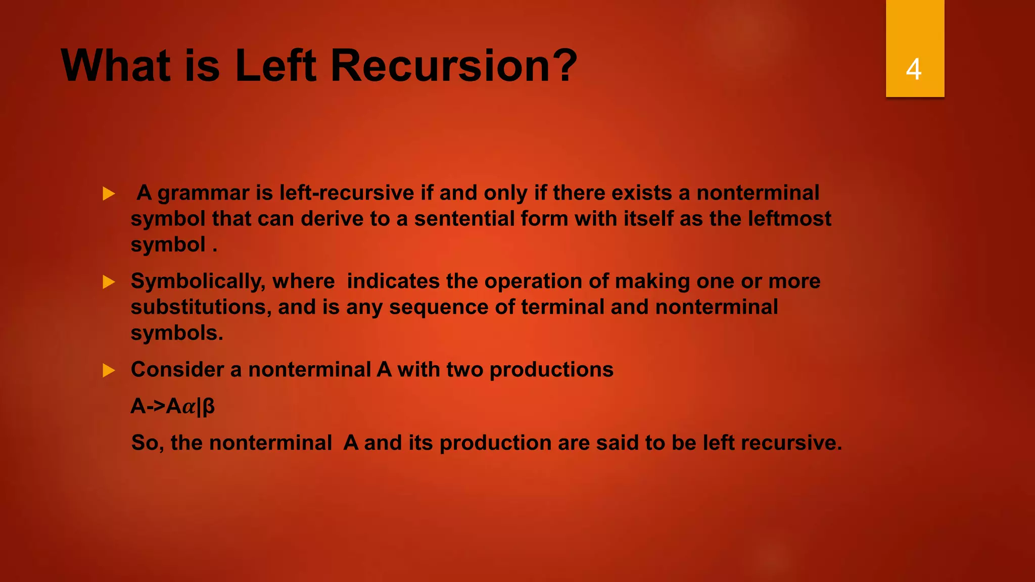 Left Recursion Pptx Programming Languages Computing