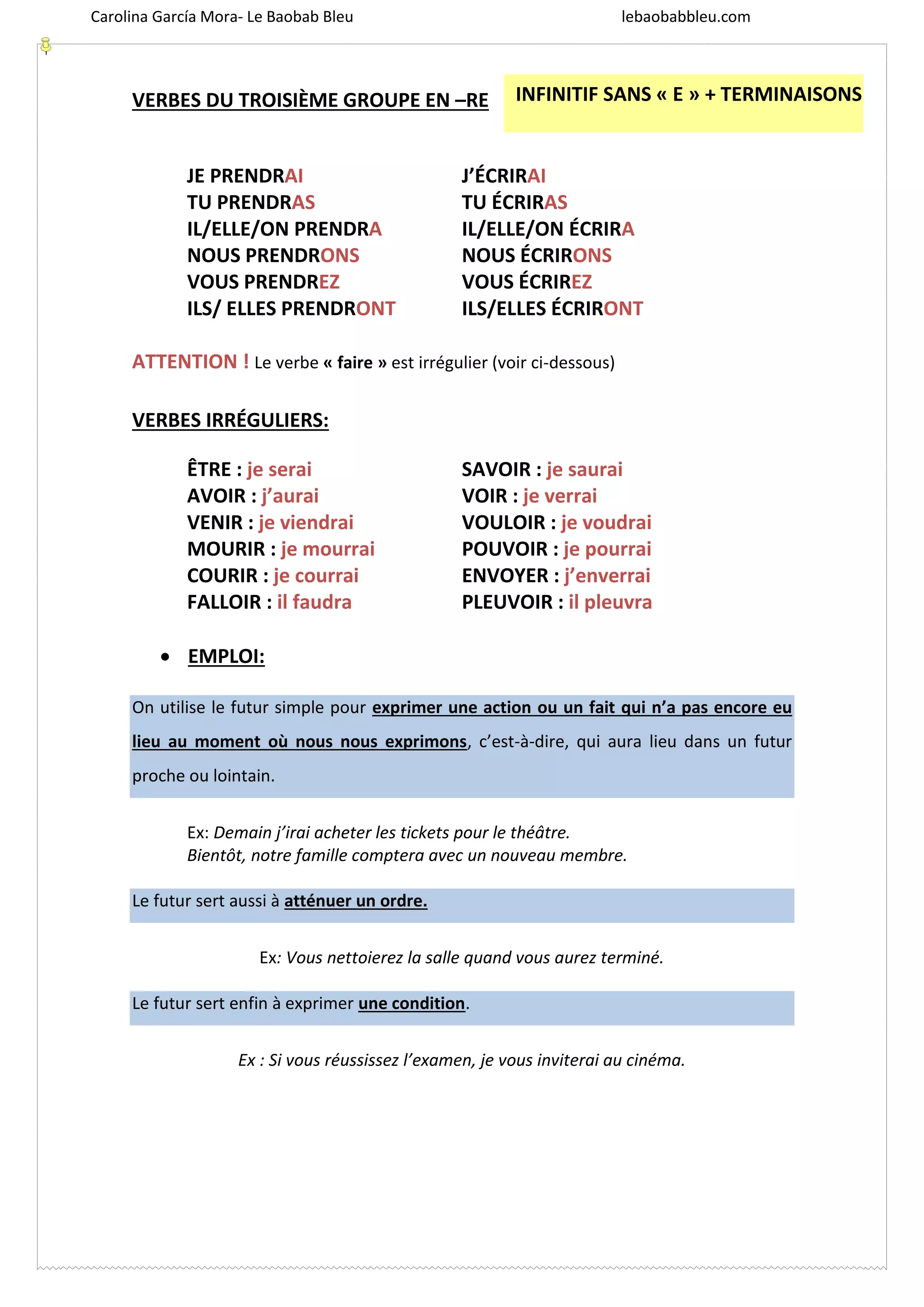 Le futur simple et le futur antérieur (B1) | PDF