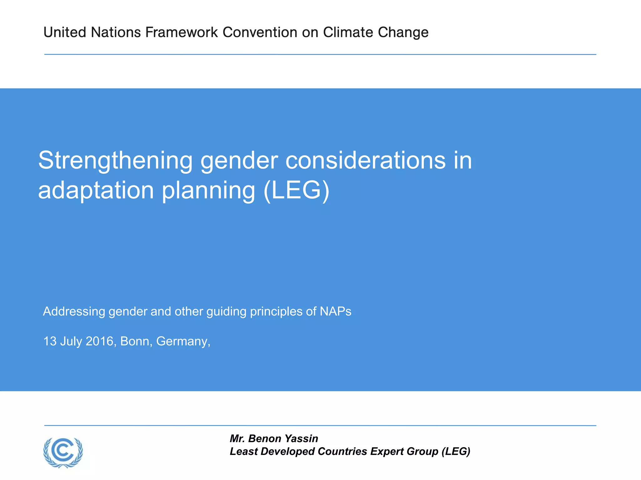 Strengthening gender considerations in adaptation planning (LEG) | PPT
