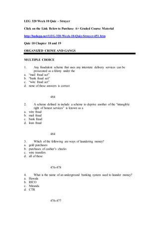 Leg 320 week 10 quiz strayer | PDF