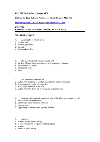 Leg 320 week 1 quiz strayer | PDF