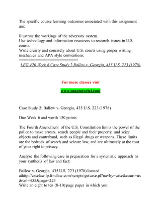 Leg 420 Success Begins / snaptutorial.com