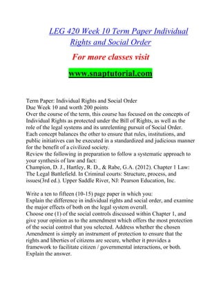 LEG 420 help Successful Learning/Snaptutorial | PDF