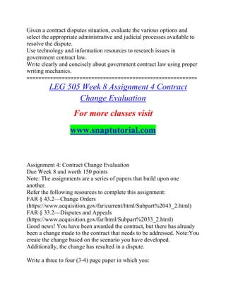 LEG 505 help Successful Learning/Snaptutorial | PDF