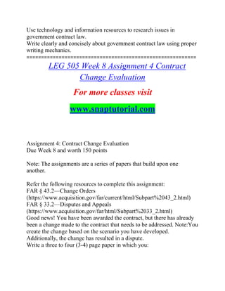 LEG 505 help Successful Learning/Snaptutorial | PDF