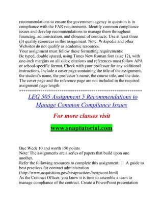 LEG 505 help Successful Learning/Snaptutorial | PDF