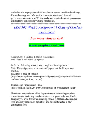 LEG 505 help Successful Learning/Snaptutorial | PDF