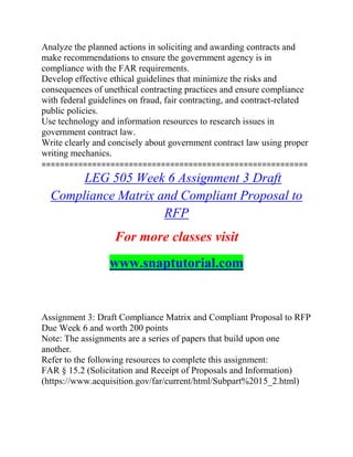 LEG 505 help Successful Learning/Snaptutorial | PDF