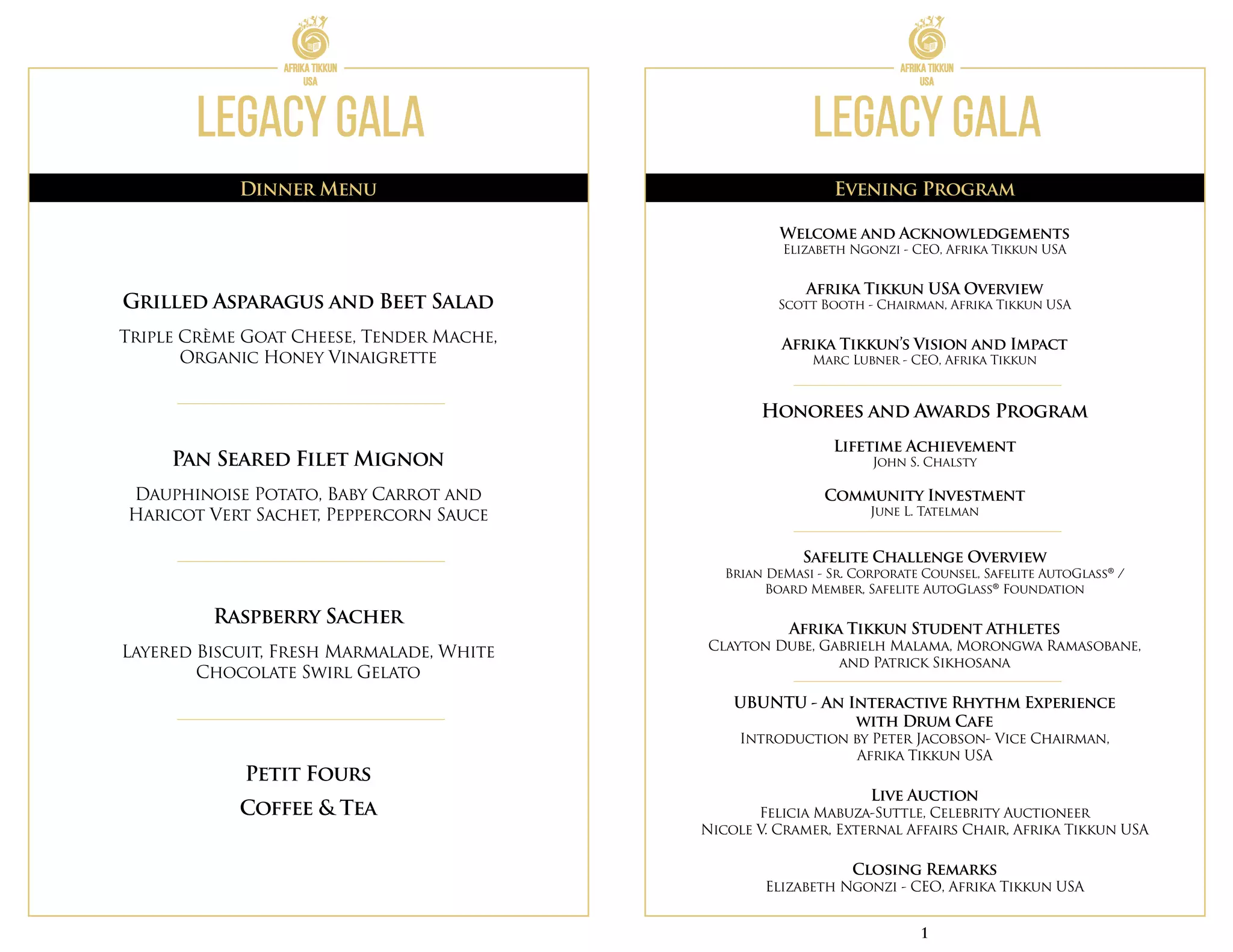 Afrika Tikkun USA Legacy Gala- Event Program | PDF