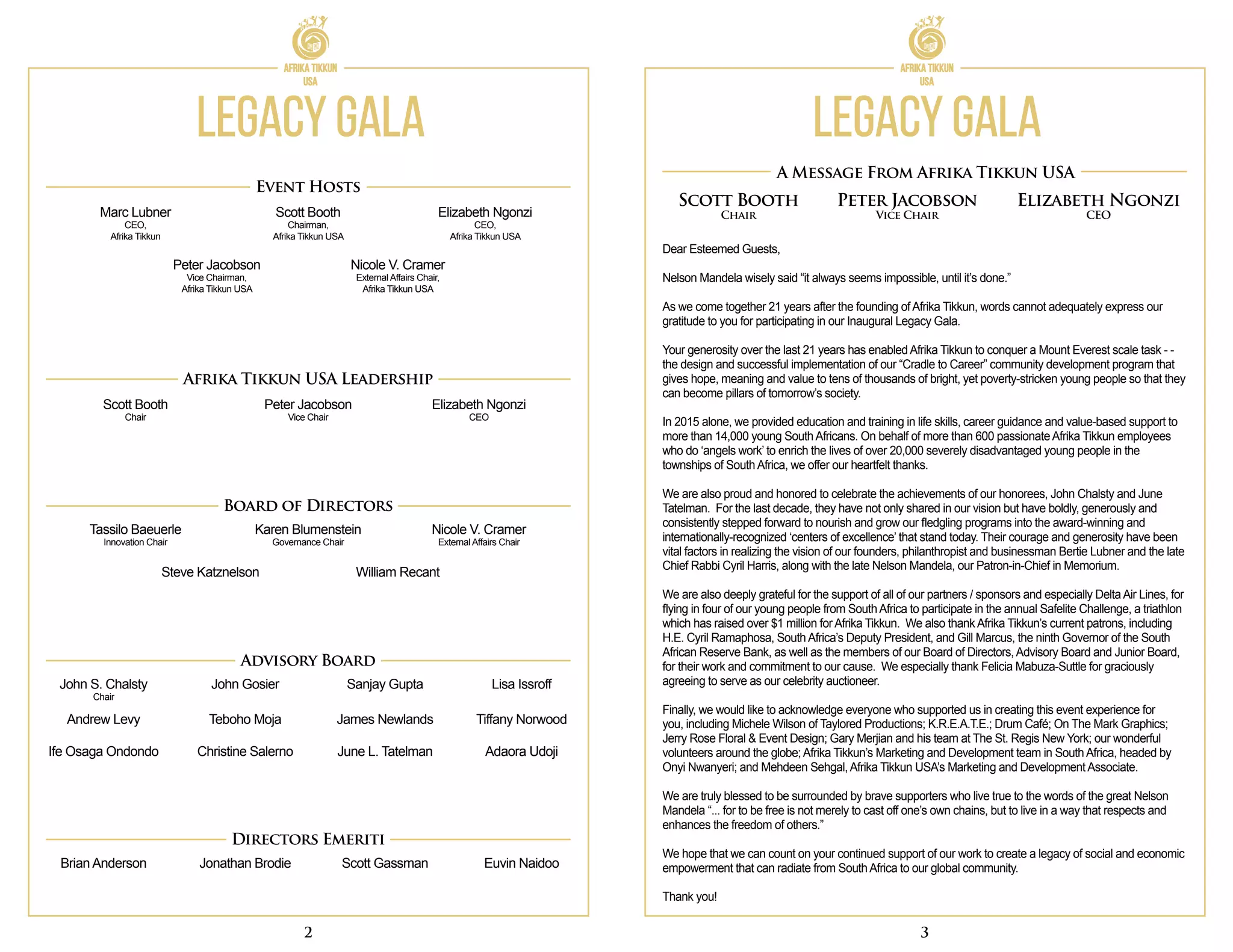 Afrika Tikkun USA Legacy Gala- Event Program | PDF