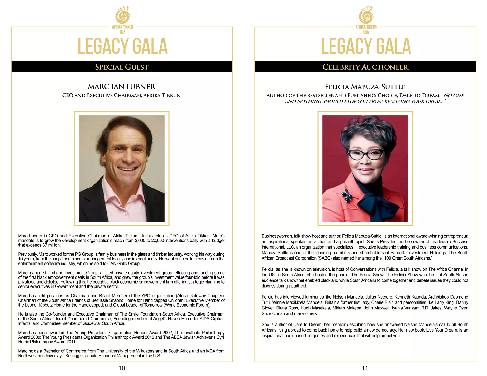 Afrika Tikkun USA Legacy Gala- Event Program | PDF