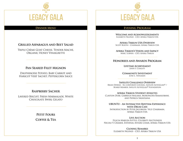 Afrika Tikkun USA Legacy Gala- Event Program | PDF