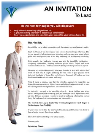 Legacy Leadership Training Programme | PDF