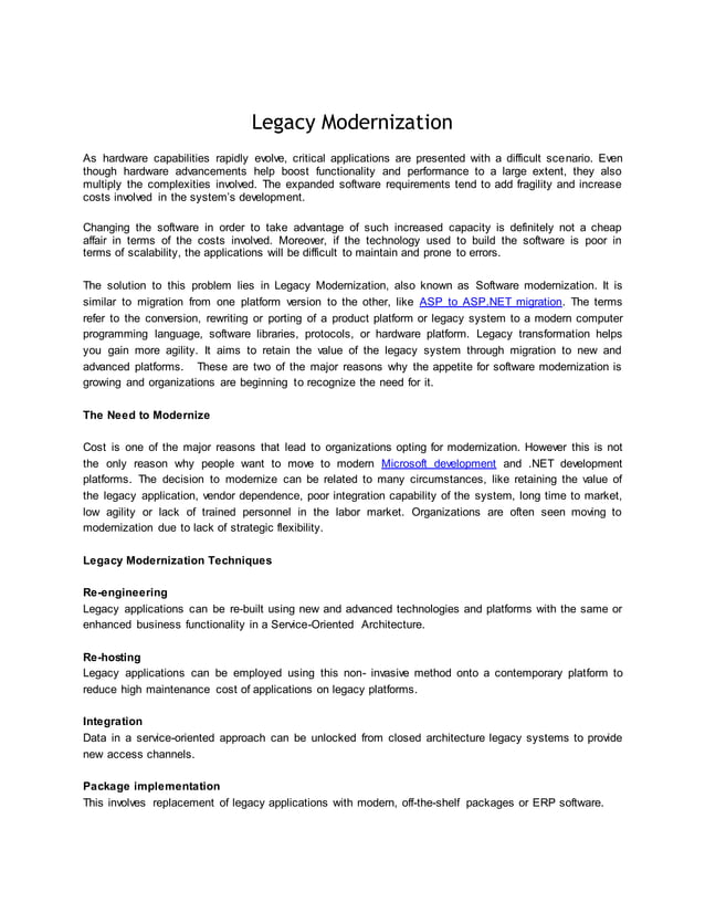 Legacy modernization | PDF