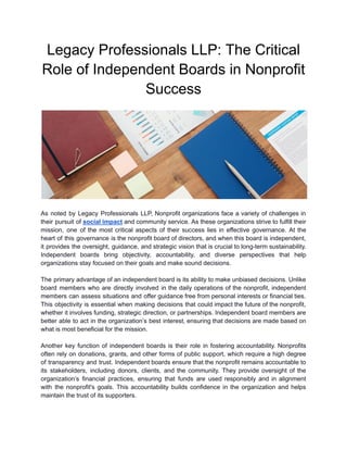 Legacy Professionals LLP_ The Critical Role of Independent Boards in ...