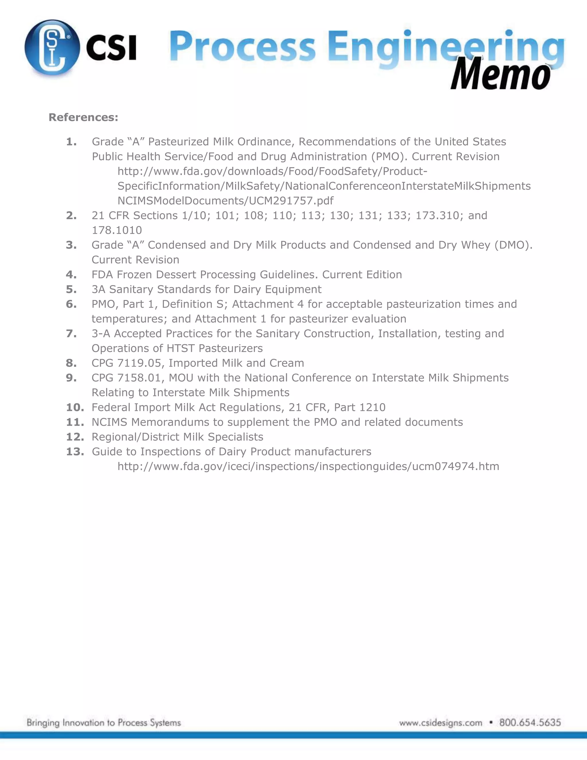 Legal pasteurization-systems-process-engineering-memo | PDF