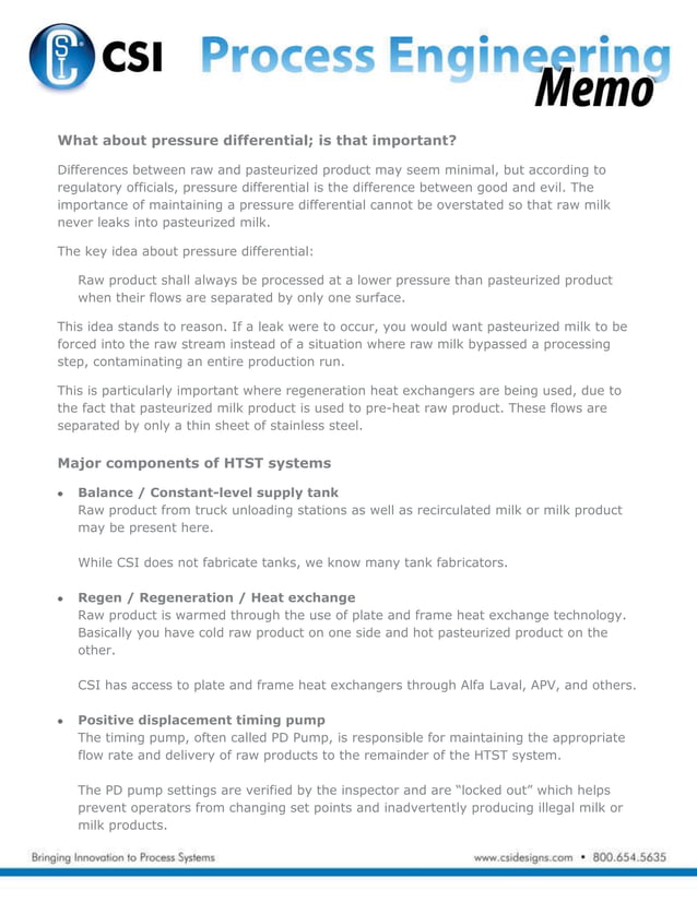 Legal pasteurization-systems-process-engineering-memo | PDF