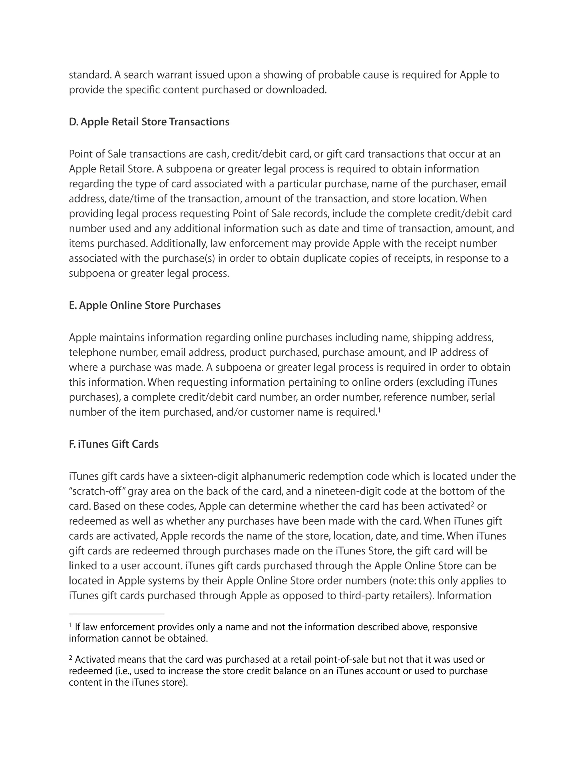 Apple Legal process guidelines US | PDF