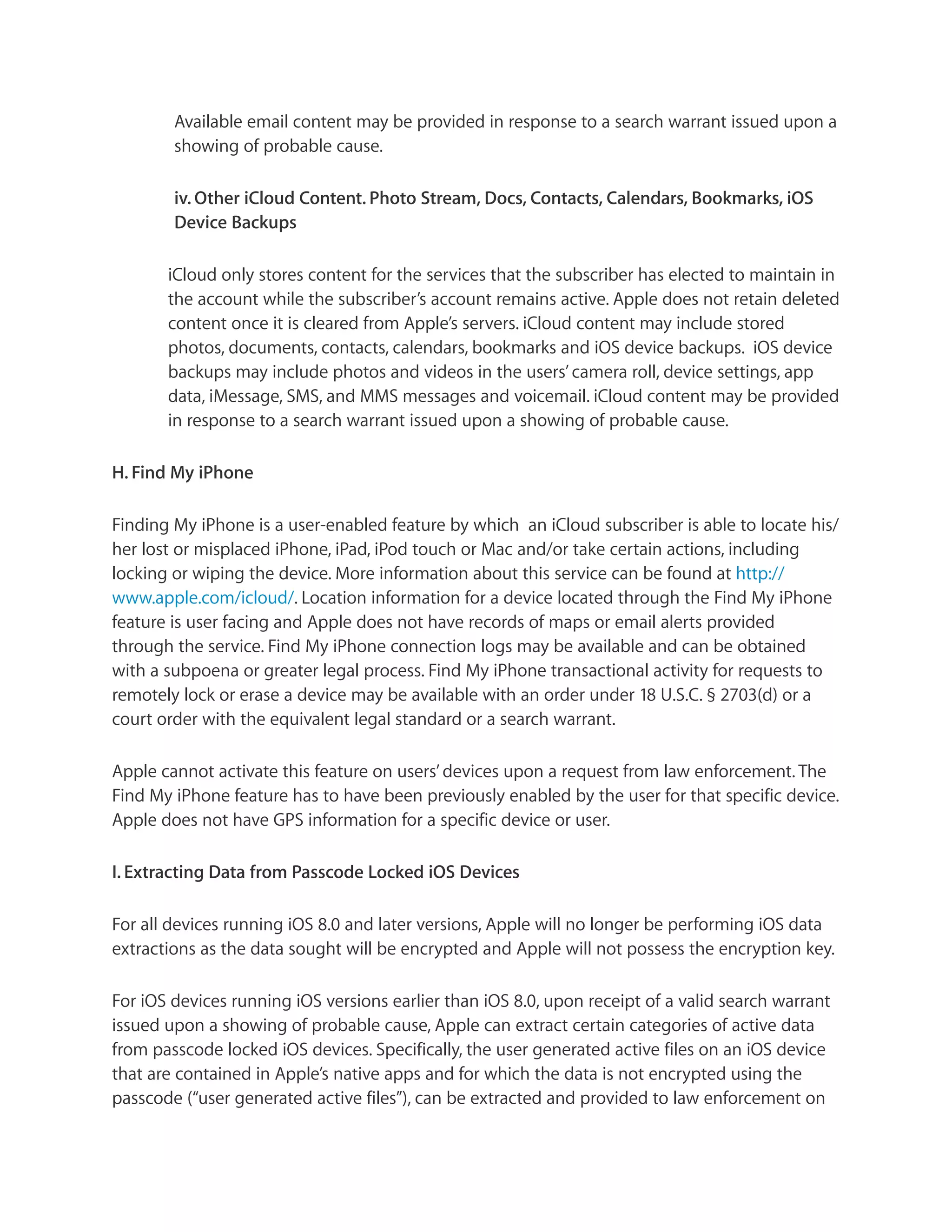 Apple Legal process guidelines US | PDF