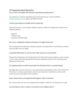 Apple Legal process guidelines US | PDF