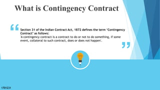 CONTINGENCY AND QUASI CONTRACT | PPT
