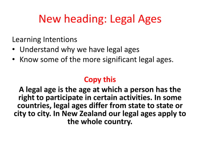 Legal ages ppt | PPTX