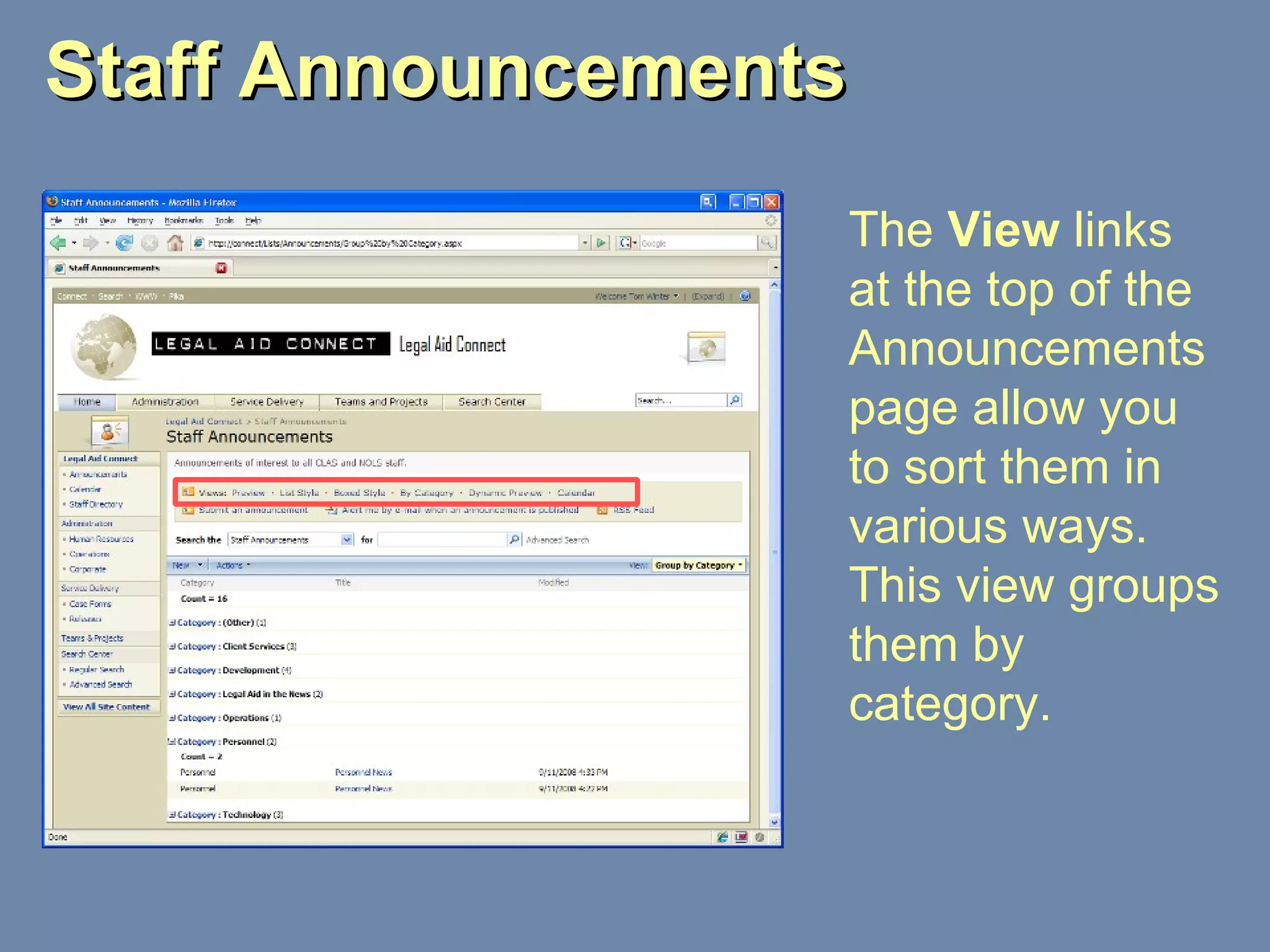 Intro to the Legal Aid SharePoint Intranet | PPT