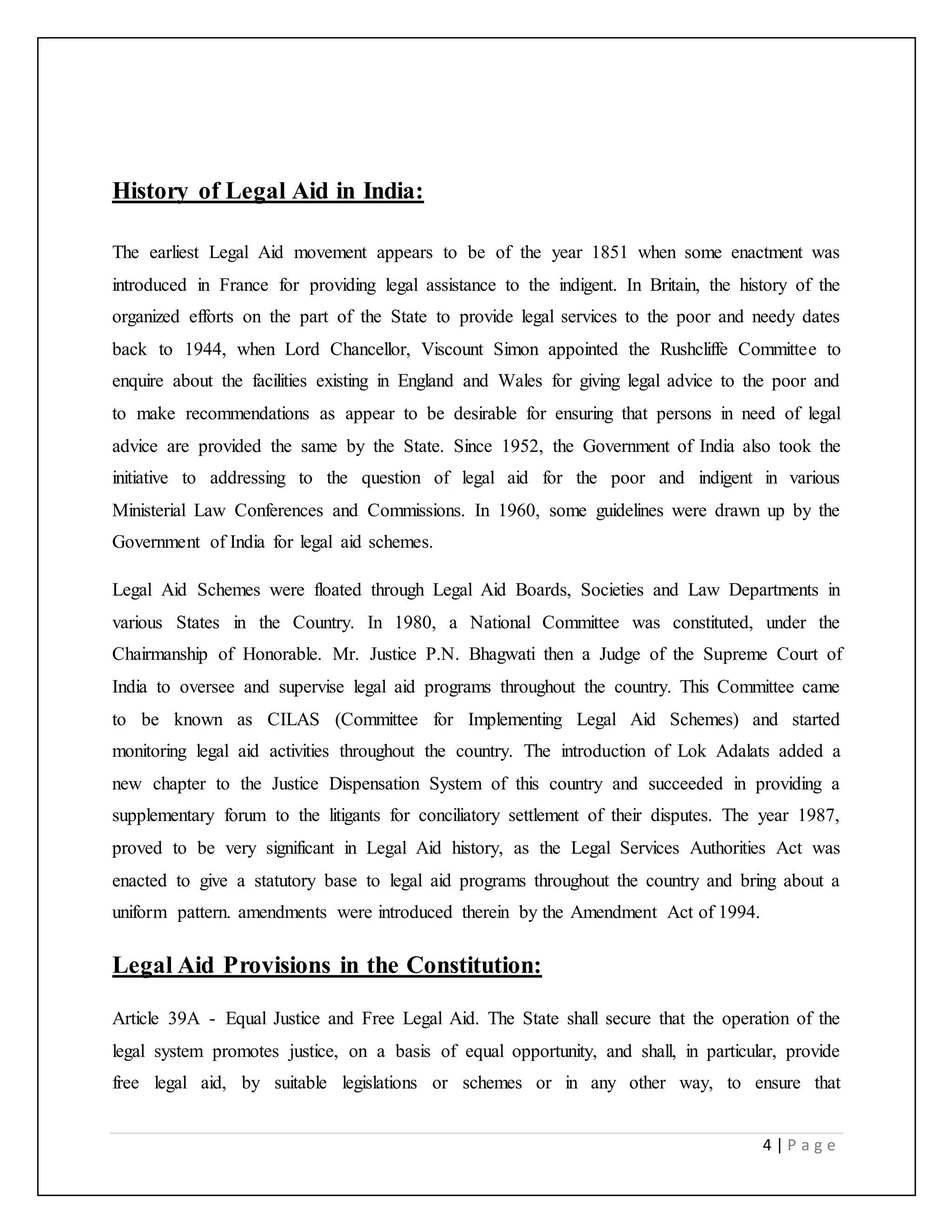 Legal aid in india | DOCX