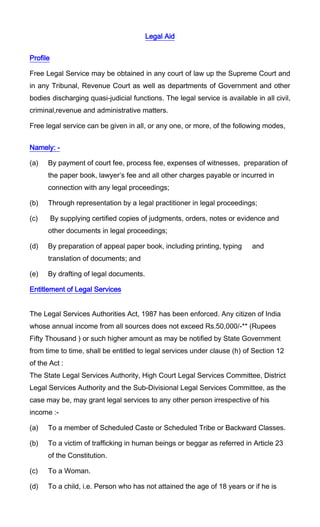 Free Legal Aid Scheme Satish Mishra Advocate | PDF