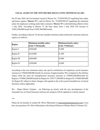 LEGAL ALERT ON THE NEW DECREE REGULATING MINIMUM SALARY | PDF