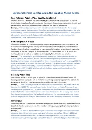 Legal and Ethical Constraints in the Creative Media Sector | DOCX