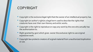 Legal and Ethical Issues COPYRIGHT.pptx